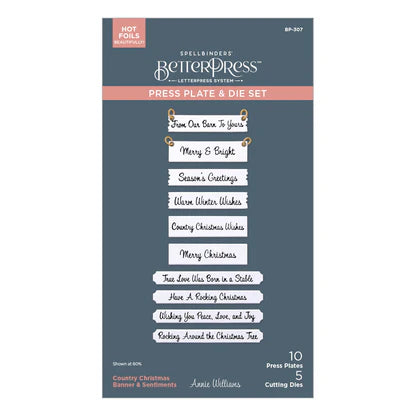 Country Christmas Banner & Sentiments Press Plate & Die Set from the C ...