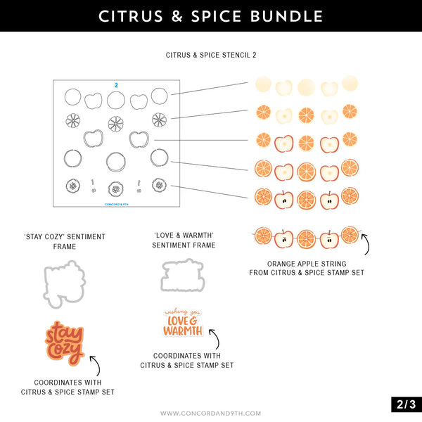 Citrus & Spice Stencil Pack (4 qty; 6 x 6) – Bumbleberry Papercrafts Ltd