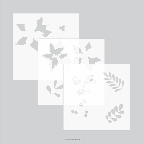 Winter Greenery Stencil Pack (3 qty; 6 x 6) – Bumbleberry Papercrafts Ltd