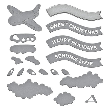 Gingerbread Plane & Banners Etched Dies from the Candy Christmas Colle ...