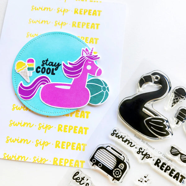 Swim Sip Repeat Stamp Set – Bumbleberry Papercrafts Ltd