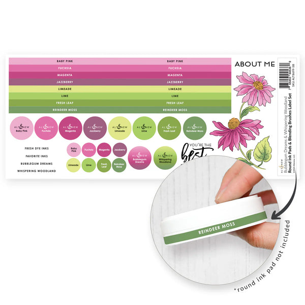 Round Ink Pads & Blending Brushes Label Set Whispering Woodland, Bubbl ...
