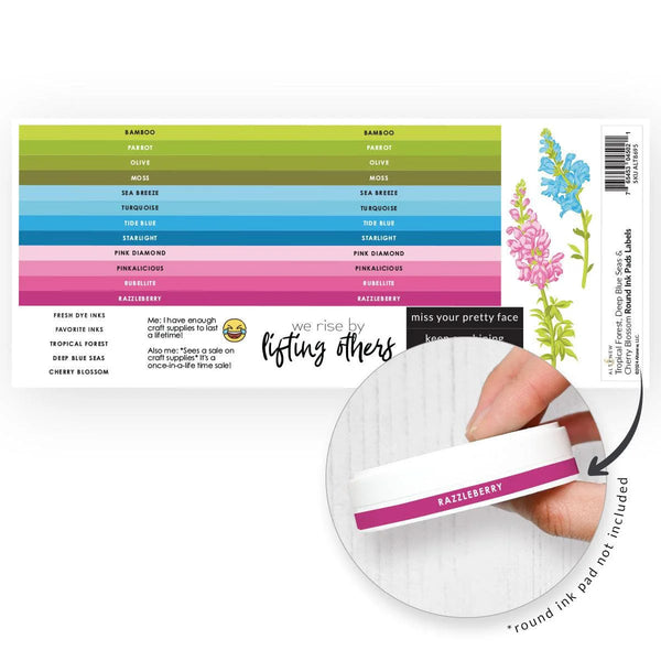 Round Ink Pads Label Set - Tropical Forest, Deep Blue Seas, Cherry Blo ...