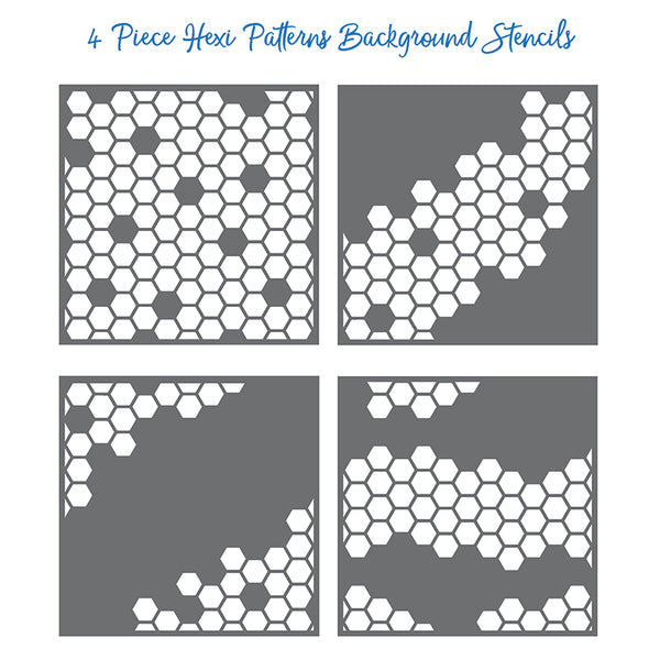 Hexi Patterns Background Stencils Set of 4 – Bumbleberry Papercrafts Ltd
